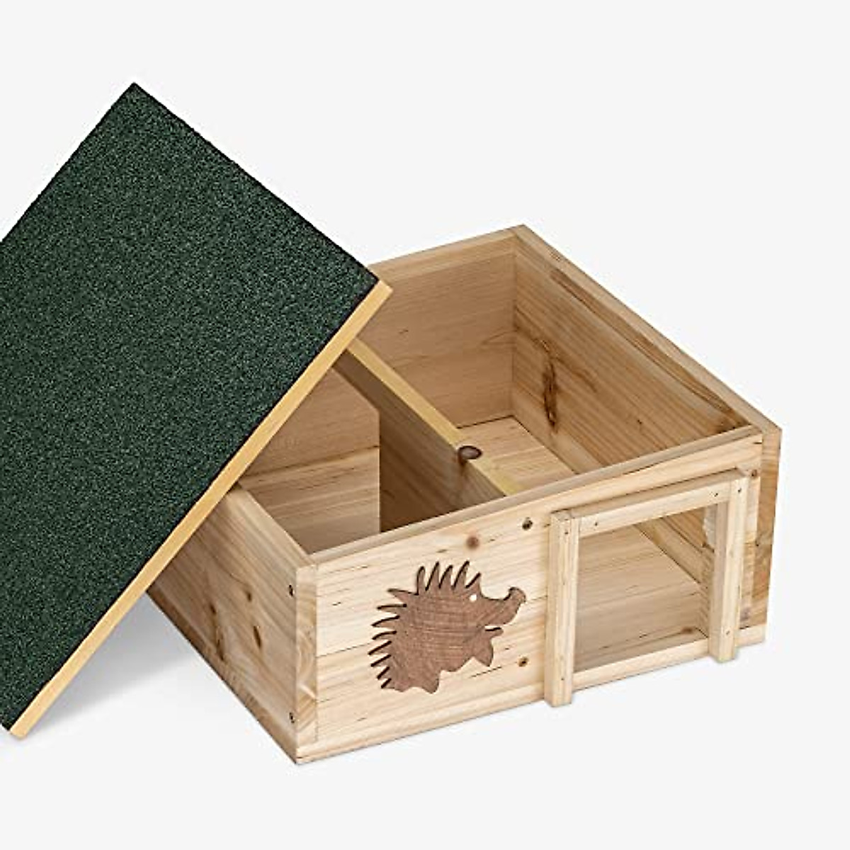 Navaris Wood Hedgehog House - Wooden Hideout for Hedgehogs - Small Animal Shelter for Hiding, Sleeping, Nesting, Outdoors - Pet Play Cage Accessory