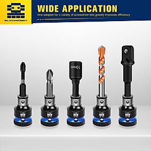 BLACKROBOT 2PCS Impact Bit Holders 3/8 Inch Square Drive to 1/4 Inch Hex Socket Adapter for Impact Wrench