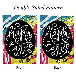 My Little Nest Seasonal Garden Flag Creative Happy Easter Egg Double Sided Vertical Garden Flags for Home Yard Holiday Flag Outdoor Decoration Farmhouse Banner 12"x18"