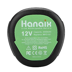 Hanaix 3.0Ah 12V Max Li-ion Replacement Battery for Dremel B812-03 B812-02 8200 8220 8300 B812-01 Rotary Oscillating Cordless Tools for Dremel 12V Battery