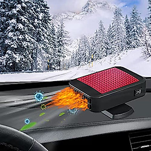 Car Heater Fan, 12V 200W Fast Heating Defrost Defogger 360 °Rotatable 2 in 1 Fast Heating & Cooling Function Defrosting Electric Heater Fan with Cigarette Lighter Plug