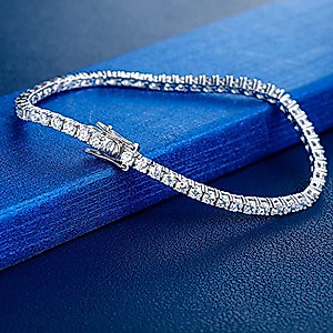 Gemsme 18K White Gold Plated Tennis Necklace/Bracelet/Earrings Sets Pack of 3 (3.0mm with 7In bracelet&18In necklace)