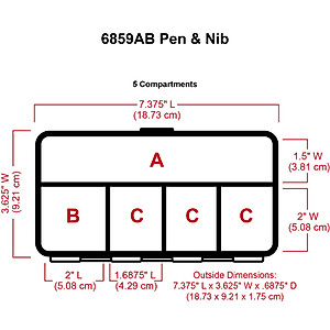 ArtBin 6906AG Slim Line 6 Compartment 2-Pack, 4" x 4" Art & Craft Organizer Boxes, Set of [2] Plastic Storage Cases, Clear