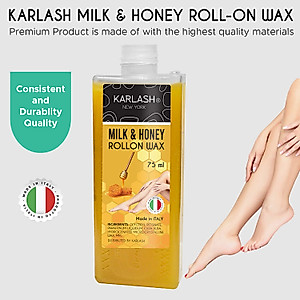 Karlash Professional Roll On Wax, Depilatory Hair Wax Removal for Body Hair, legs, arms hair Removal Wax Cartridge 75ml - Made in Italy - 2 Pieces (Honey)