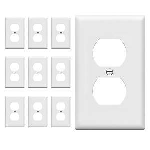 ENERLITES Duplex Wall Plates Kit, Electrical Outlet Covers, Standard Size 1-Gang 4.50" x 2.76", Unbreakable Polycarbonate Thermoplastic, Electric Receptacle Plug Covers, 8821-W-10PCS, White, 10 Pack