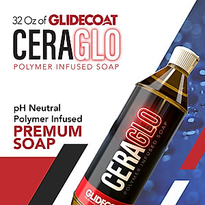 Glidecoat Ceraglo Polymer-Infused Aftercare Soap (32oz) - A Ceramic Foaming Car Wash Soap and Boat Cleaner with Neutral PH for Longevity of Coating and additional Anti-Scratch Protection Layer