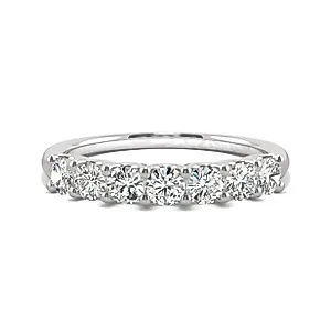 14K White Gold Moissanite by Charles & Colvard 3mm Round Wedding Band-size 6 0.70cttw DEW