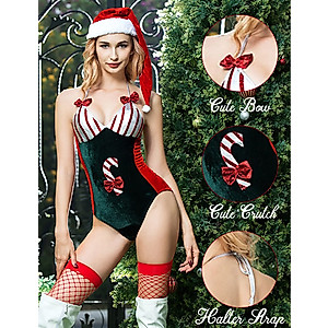 Avidlove Teedy Lingerie for Women One Piece Teddy Sexy Velvet Romper Bodysuit Red S