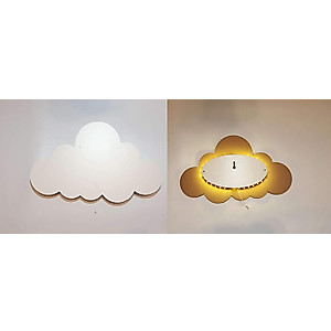 2X Cloud+1 Moon Wall Light, + Silver Star Stickers, Nursery Room Decor Wall Light Set of 3 Wooden Wall Light with LED, 100pcs Silver Star Wall Decals Gift!