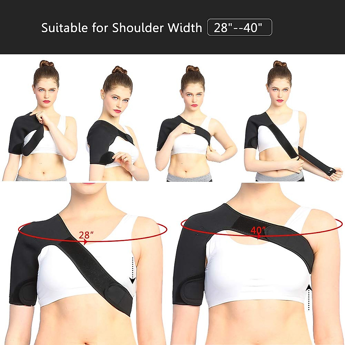 Compression Recovery Support Right Shoulder Stability Brace, Arm Injury Prevention Stabilizer Shoulder Compression Sleeve for Rotator Cuff Pain Relief for Sports Protective Gear