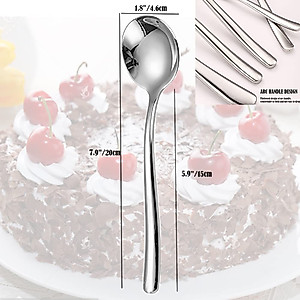 Siaiqiang Large Round Soup Spoons,4 pack Premium 18/8 Stainless Steel Korean Spoons with Long Handles,7.9''Long Tablespoon,Asian Soup Spoon Serves of coffee,desserts,salads(Silver)