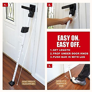 Securityman 2-in-1 Door Security Bar with Alarm & Sliding Door Stopper Security Bar with 120db Loud Alert Siren - Durable & Rugged Iron, Sturdy on Most Floors & Windows (Protects Against Scratches)