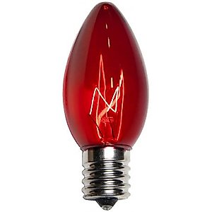 25 Pack C9 Christmas Replacement Light Bulbs for Indoor and Outdoor String Lights 7 Watt E17 C9 Intermediate Base by The Holiday Light Depot Pack (Red)
