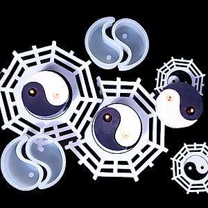LIANXUE 2Pcs Tai Chi Yin Yang Candle Silicone Molds 3D-Candle Mold for Candle Making Epoxy Resin Moulds DIY Craft Fondant-Decor Silicone Rubber