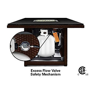 Outland Living 410 Series - 36-Inch Outdoor Propane Gas Fire Table, Espresso Brown/Square