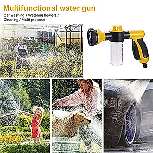 High Pressure 8 in 1 Car Wash Brush Foam Gun,Garden Hose Nozzle Foam Cannon Bottle Soap Sprayer,Watering Plants,Showering pet,Wash Car(Black)