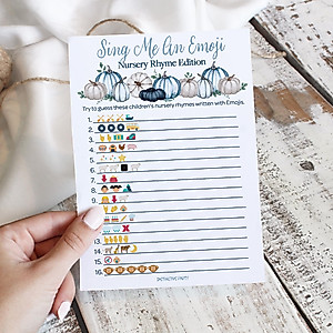 Blue Little Pumpkin Baby Shower Party Games - Animal Pregnancy and Emoji Picture Guessing Game (2 Game Bundle) - 20 Dual Sided Cards, Fall Baby Shower