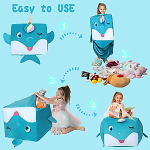Cute Dolphin Stuffed Animal Bean Bag Storage for Boys and Girls, Gifts for Kids Bedroom Decorations, Child Beanbag Large Size 22x24 Inch Velvet Extra Soft, Cover ONLY