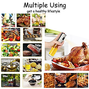 Oil Sprayer for Cooking, Olive Oil Sprayer,‎100ml Olive Oil Spray Bottle for Air Fryer, Food-Grade Oil Mister Transparent Glass Spray Bottle for Kitchen, BBQ, Salad, Baking, Roasting