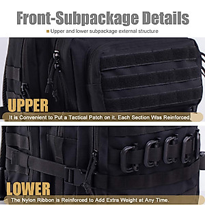 R.SASR Black Tactical Backpack, Military Backpack, Molle Backpack.(Black-01)