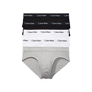 Calvin Klein Men's Cotton Stretch 5-Pack Brief, 2 Black, 2 Grey Heather, 1 White, Medium