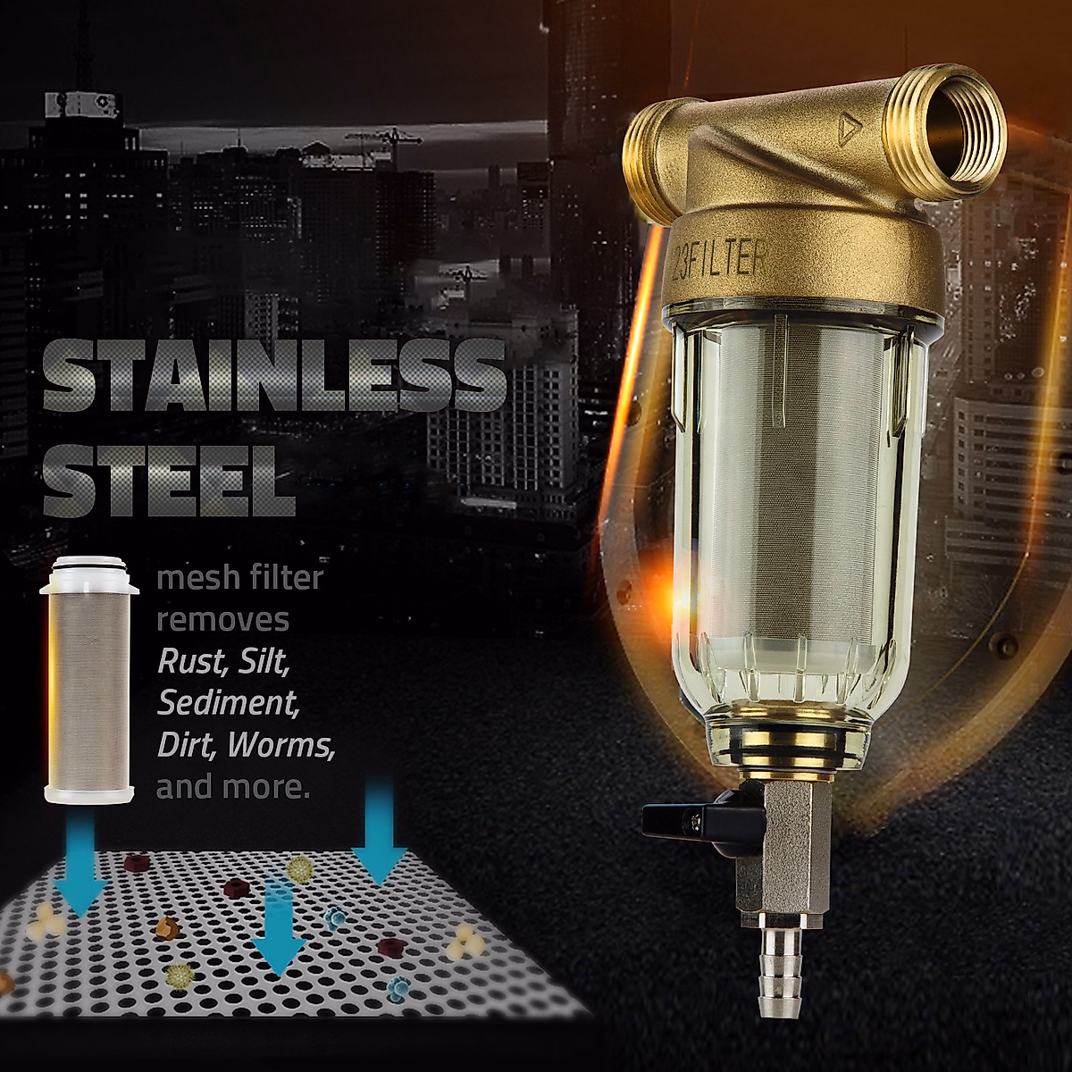 iSpring F3WGB32BM Whole House Water Filter Set with Spin Down Sediment Filter Cartridge (Pack of 1), White