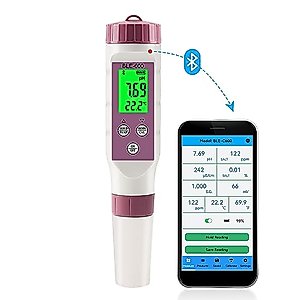 PH Meter Smart Bluetooth Water Tester,7-in-1 Tds Meter/Salinity Tester/pH Meter/EC Meter/Orp Meter/S.G Meter/Temp ph Tester,PH Meter for Water 0.01pH Resolution High Accuracy tds Meter with ATC.