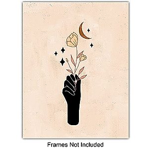 Aesthetic Room Decor - Minimalist Wall Art - Abstract Wall Decor - Sun Moon Stars Celestial Wall Collage - Matisse Style Mid Century Modern Decorations - Boho Gift Set for Women - Bedroom, Living Room