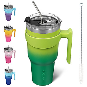 BJPKPK 40 oz Tumbler With Handle Insulated Tumbler With Lid And Straw Stainless Steel Travel Mug Coffee Cups,Bamboo Grove