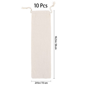 Hemoton Travel Straw 20pcs Straw Travel Carrying Case Cotton and Linen Pouch Bag Portable Travel Cutlery Bag for Stainless Steel Drinking Straws Cutlery Fork Spoon Storage Reusable Straw Bag