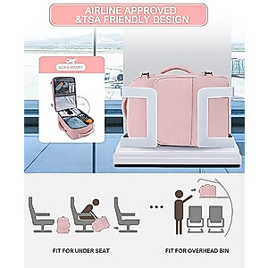 Beraliy Travel Backpack, Airline Approved Personal Item Bag, Carry On Backpack for Women,Lightweight Weekender Bag, Laptop Backpack Hiking Business Casual Daypack, Pink