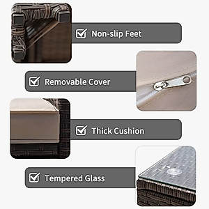 Homall 4 Pieces Outdoor Patio Furniture Sets Rattan Chair Wicker Conversation Sofa Set, Indoor Backyard Porch Garden Poolside Balcony Use (Beige)