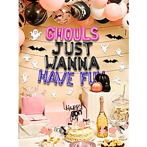 JeVenis Pink Ghouls Just Wanna Have Fun Banner Balloons Garland for Bachelorette Party Birthday Party Decorations