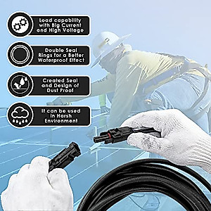 Solar Extension Cable With Male and Female Connectors - 30Ft 10AWG(6mm²), Solar Panel Wire Adapter for Home, Twin Wire Solar Panel Extension Cable, RV Solar Panels, and shop