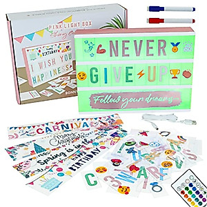 Cinema Light Box A4 Rose Gold 16 Colors with 400 Letters and Emojis, 10 Premium Cards, Remote Control, 2 Markers - BONNYCO | Light Up Sign, Novelty Gifts for Women, Gifts for Girls Christmas Gifts