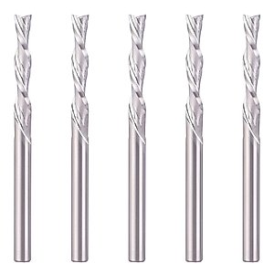 HQMaster Downcut Bit 1/8" Shank Down Cut Spiral CNC Router Bits End Mill Tungsten Carbide Milling Cutter Set 5 Pack (3.175mm)
