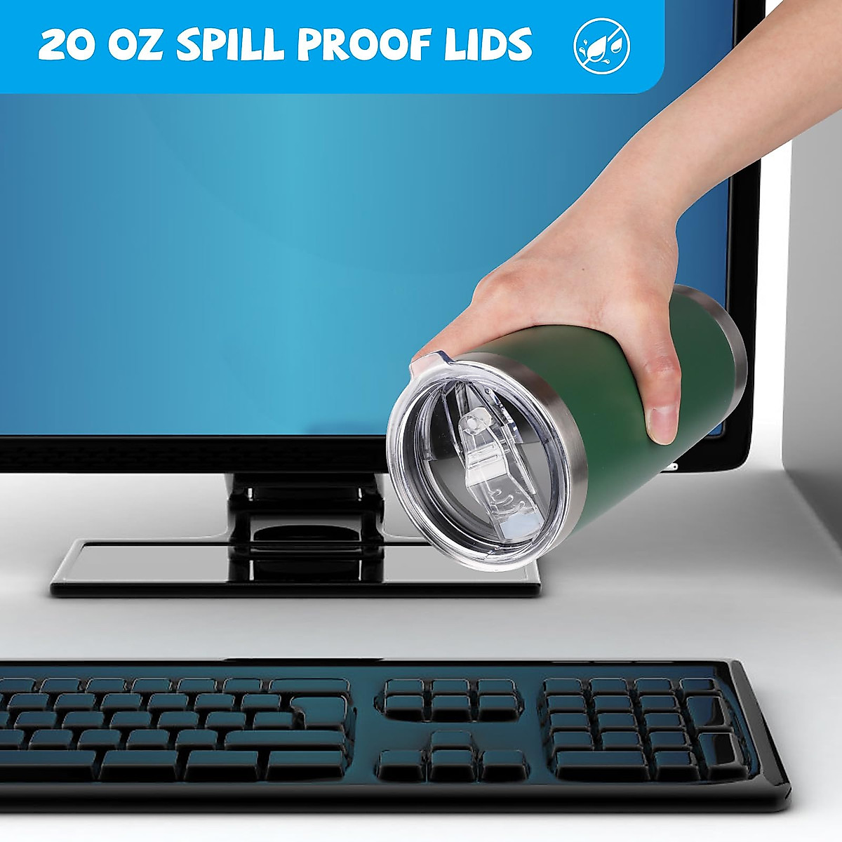 HASLE OUTFITTERS 20 oz Tumbler Lids Replacement Lids for Stainless Steel Tumbler Splash Resistant Lids for Mouth Tumbler Cooler Cup(20 oz, 2 Pack)