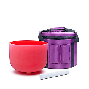 KVKA 432 Hz Red Color 10 Inch Crystal Singing Bowl Root Chakra Sound Healing With Carrying Case