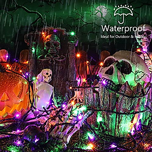 Brizled Mini Halloween Lights, 78.74ft 240 LED String Lights Connectable, 8 Modes Outdoor Halloween Lights, Halloween Tree Lights with Timer for Halloween Carnival Party Decor, Purple & Green & Orange