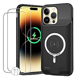 Battery Case for iPhone 14 Pro Max, Newest 10800mAh Portable Protective Charging Case with Wireless Charging Compatible with iPhone 14 Pro Max (6.7 inch) Battery Pack Charger Case with Carplay (Black)