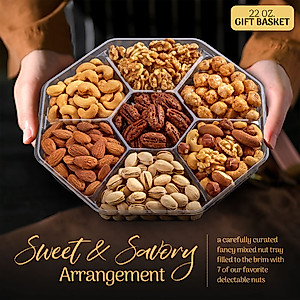 Assorted Nuts Gift Basket - Gourmet Food Mixed Nut Platter Fruit Nut Gift Box, Healthy Snack, Vegan & Kosher Gifts for Men & Women for Birthdays, Anniversaries, Sympathy, Get Well, Holidays, 22oz