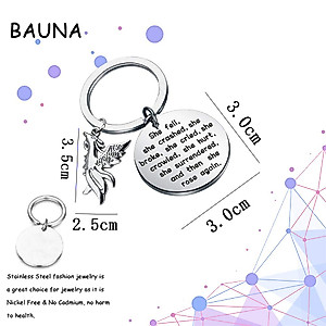 BAUNA Phoenix Encouragement Keychain Phoenix Jewelry For Friends She Fell She Broke and Then She Rose Again Phoenix Charms (Phoenix Encouragement Keychain)