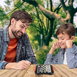 Gamie Mini Chess Game, Magnetic Chess Board with Side Storage Drawers, Mini Chess Board Set for Kids and Adults, Entertaining Road Trip Toys, Travel Games, and Desktop Toys for Adults