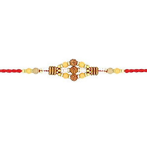 Handmade Raksha Bandhan Rakhi for Brother | Designer Rakhi Bracelet Handmade Rakhi | Rakhi for Brother made Kundan Multicolor Beads for Indian Festival Raksha Bandhan (Design5)