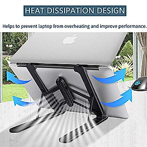 Harita Foldable Laptop Stand, Laptop Holder Riser Computer Stand, Adjustable Height Portable Notebook Stand, Compatible with 10-15.6” Laptops and Tablets (Black)