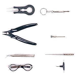 Leeko DIY Tool Kit, 9 in 1 Tweezers Pliers Winding Rods Screwdriver Steel Brush with Zipper Case Bag, for Home and Jewelry Repairs