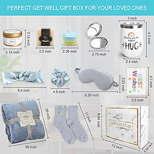 Get Well Soon Gifts for Women, 13 Pcs Care Package Gift Feel Better Basket Warm After Surgery Recovery Encouragement Gift Thinking of You Box with Blanket Tumbler for Friends Female