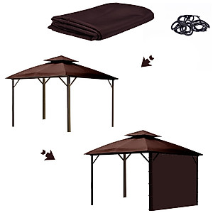 AONEAR Gazebo Privacy Curtain with Zipper Side Wall Universal Replacement for 10' x 10' Gazebo, Patio, Outdoor Canopy, Garden and Backyard,Coffee Brown (1-Panel Curtain Only)