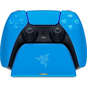 Razer Quick Charging Stand for PlayStation 5: Quick Charge - Curved Cradle Design - Matches PS5 DualSense Wireless Controller - One-Handed Navigation - USB Powered - Blue (Controller Sold Separately)