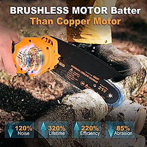 Mini Chainsaw 6-Inch,Electric Chainsaw-Battery Powered Cordless Chainsaw with Brushless Motor,21V Handheld Chainsaw for Outdoor Projects, Trimming, and Pruning